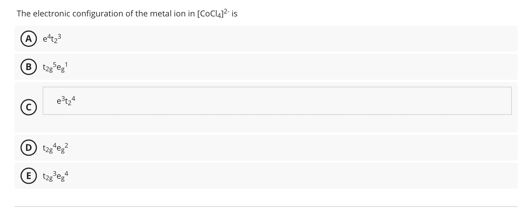 Solved The electronic configuration of ﻿the metal ion | Chegg.com