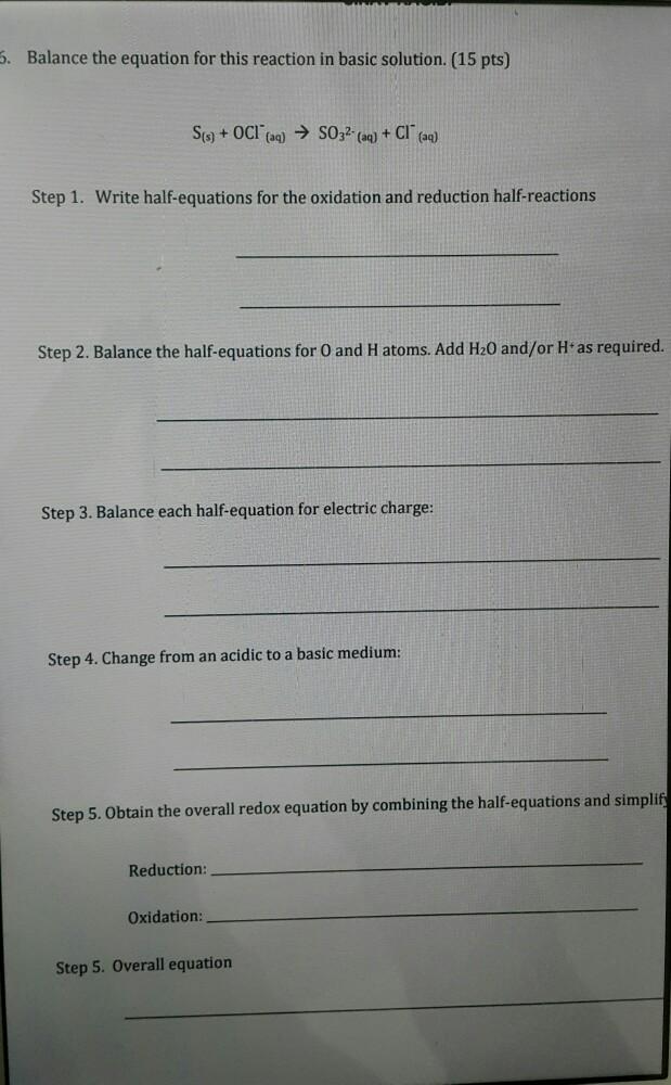 Solved balance the equation Balance the equation for this | Chegg.com