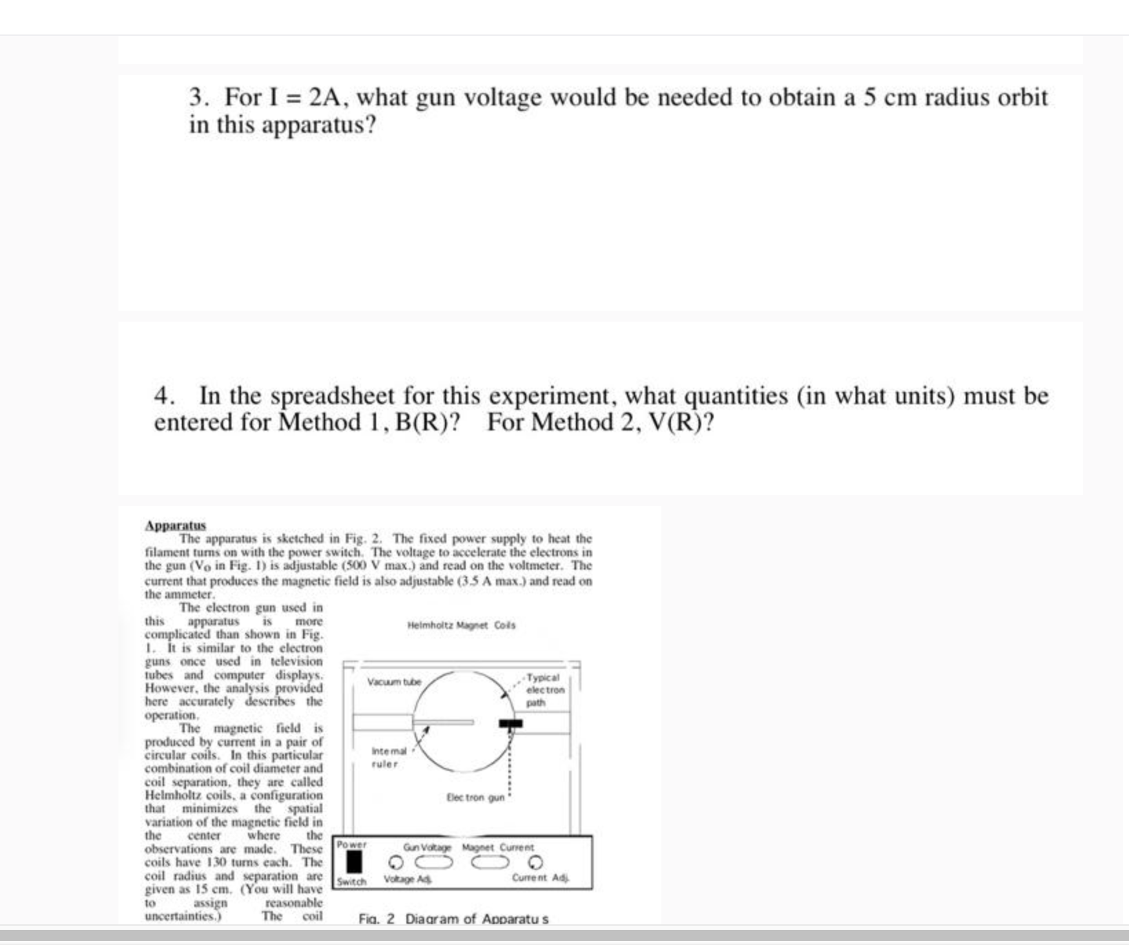 Solved Questions: 3. ﻿For I=2A, ﻿what gun voltage would be | Chegg.com