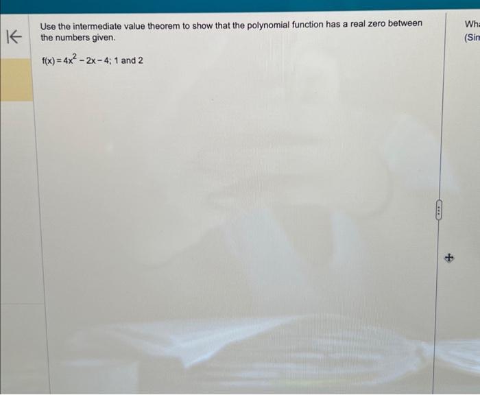 Solved K Use the intermediate value theorem to show that the | Chegg.com