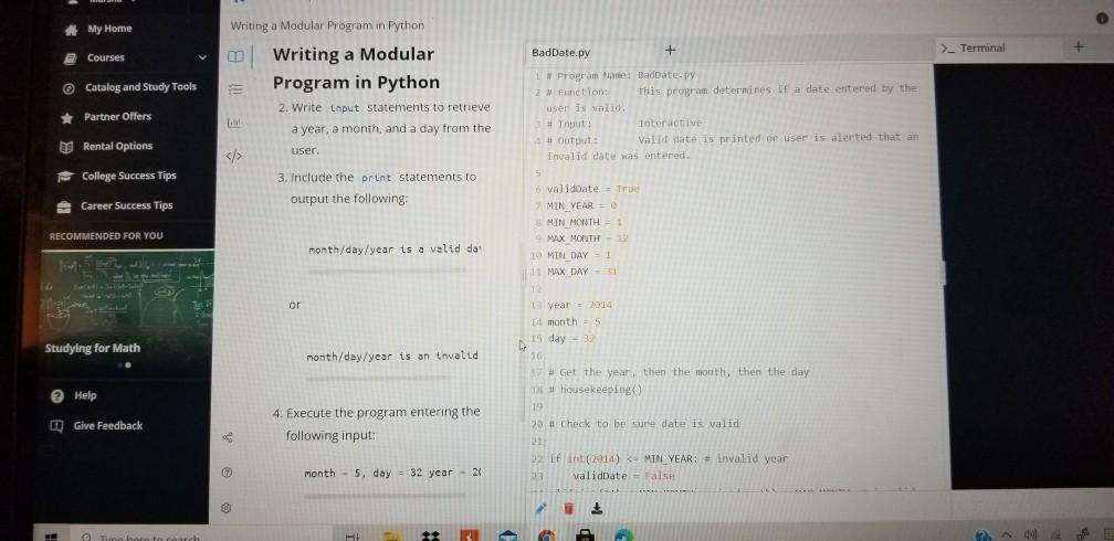 Solved My Home >_ Terminal 2 Courses Catalog and Study Tools | Chegg.com