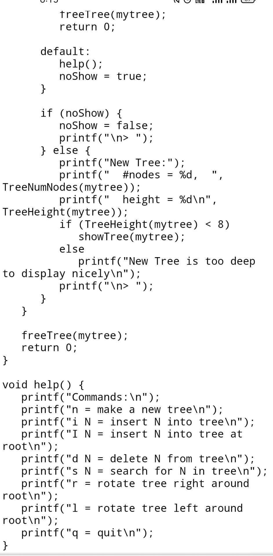 Solved Download the treeLab.c program (week 7) and modify | Chegg.com