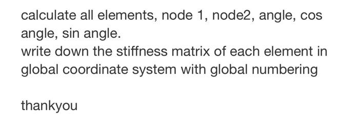 Solved calculate all elements, node 1, node2, angle, cos | Chegg.com