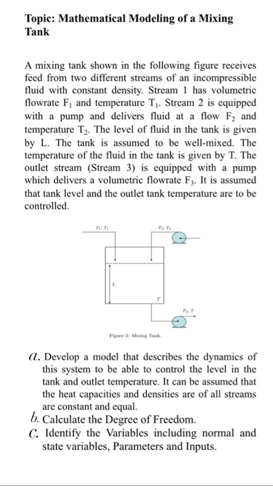 Solved Topic: Mathematical Modeling of a Mixing Tank A | Chegg.com
