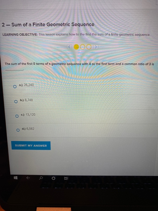 Solved 2-Sum of a Finite Geometric Sequence LEARNING | Chegg.com