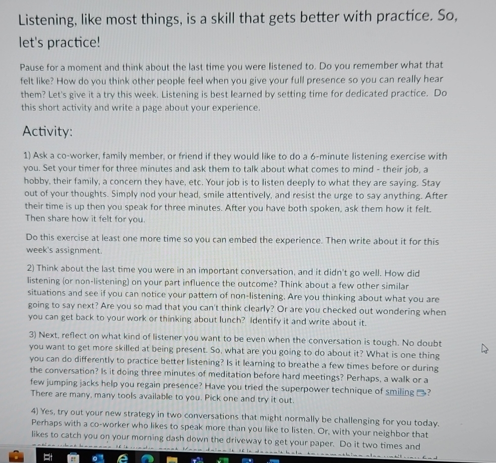 Solved Listening, like most things, is a skill that gets | Chegg.com