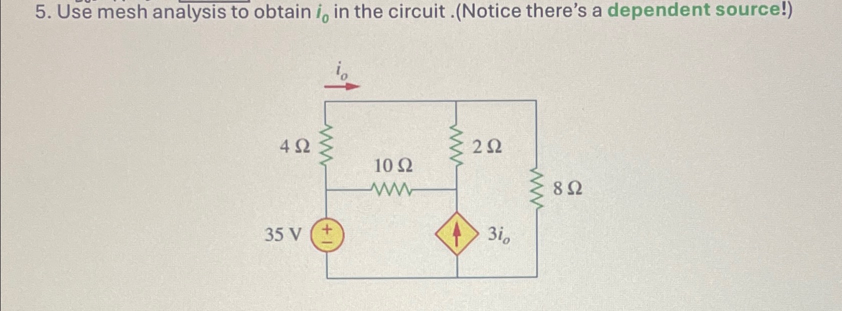 Use mesh analysis to obtain i0 ﻿in the circuit | Chegg.com