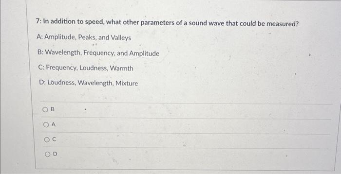 Solved 7: In addition to speed, what other parameters of a | Chegg.com