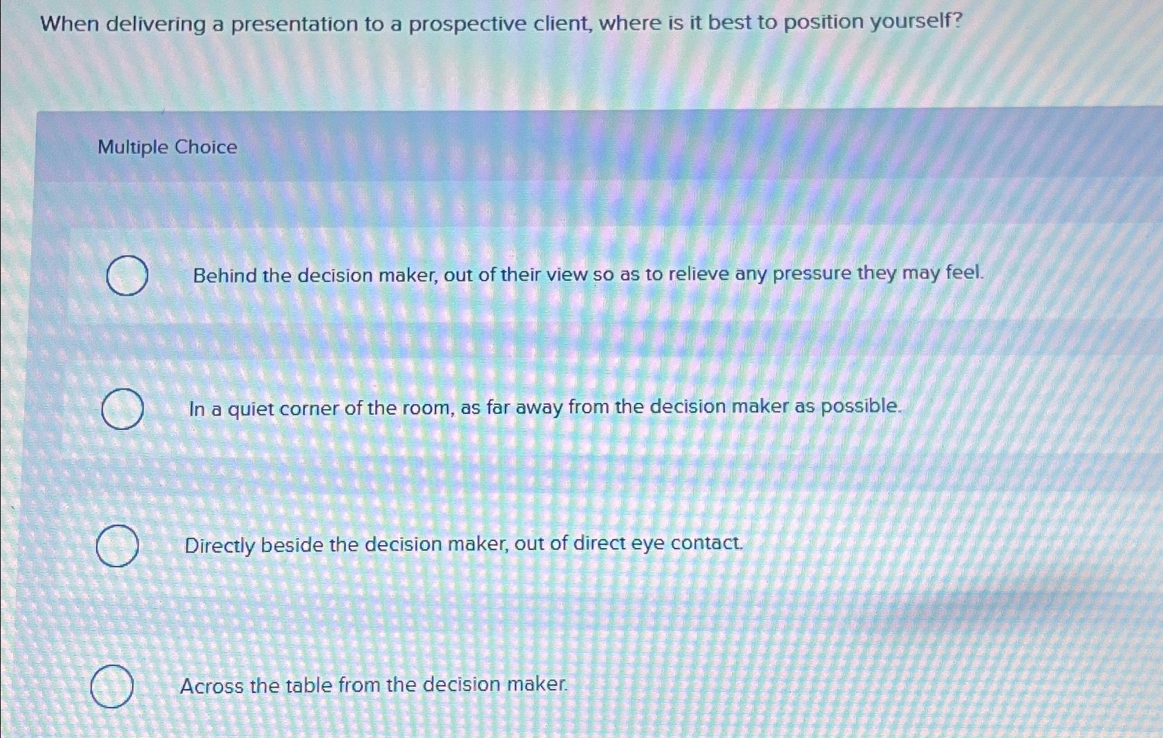 Solved When delivering a presentation to a prospective | Chegg.com