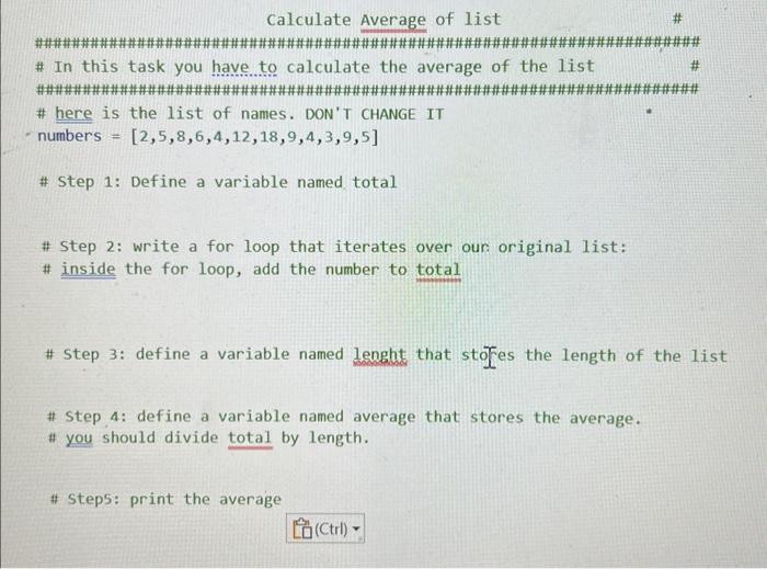 Solved Calculate Average of list \# | Chegg.com Solved Calculate Average of list \# | Chegg.com