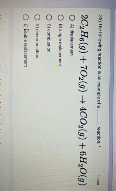 Solved The Following Reaction Is An Example Of A 