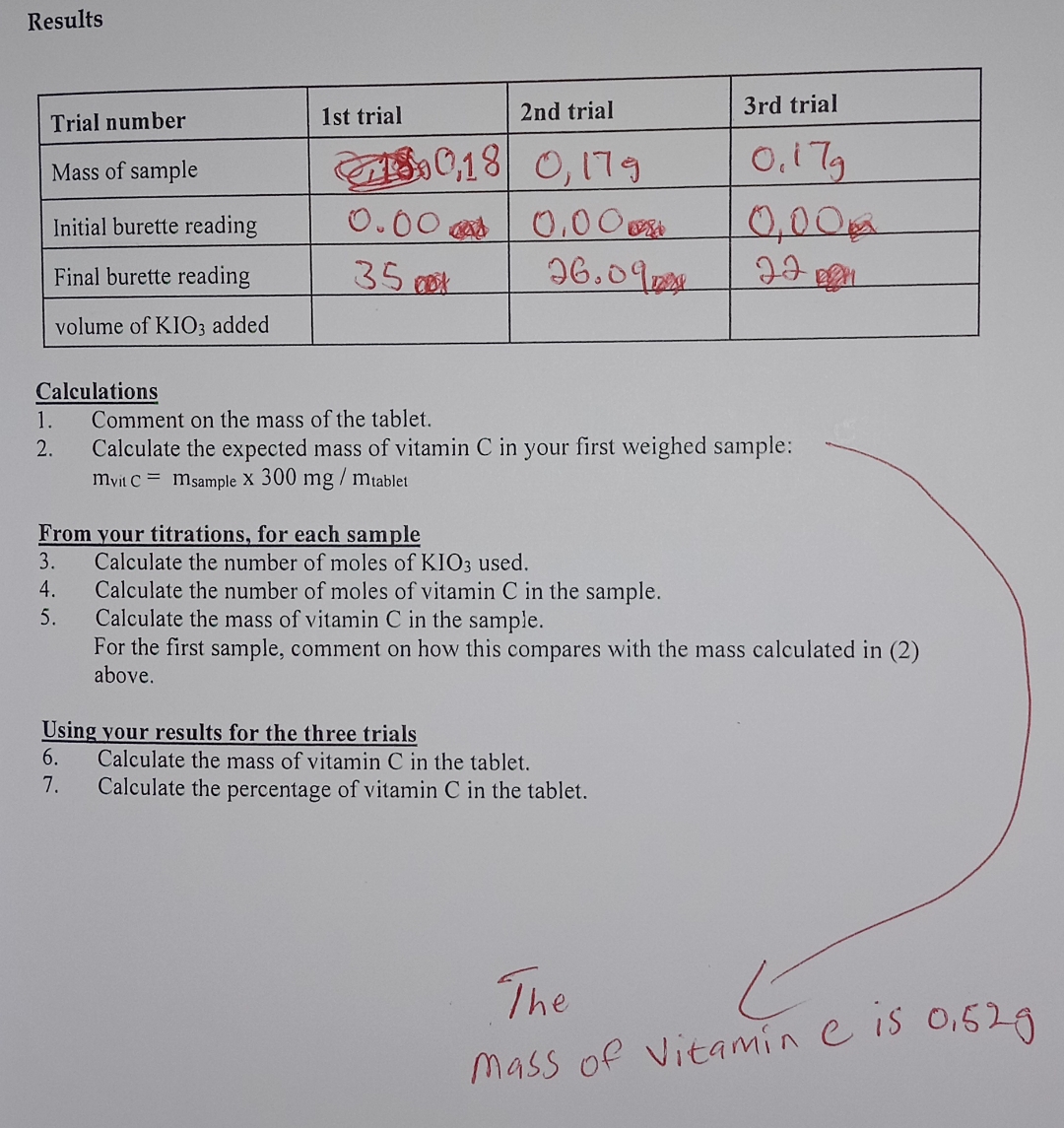 Solved EXPERIMENT 3OXIDATION-REDUCTION TITRATIONS: VITAMIN C | Chegg.com