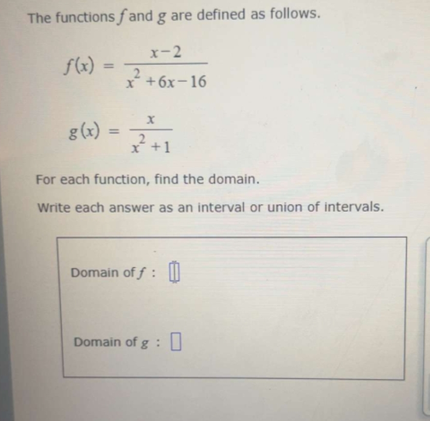 Solved The functions f ﻿and g ﻿are defined as | Chegg.com