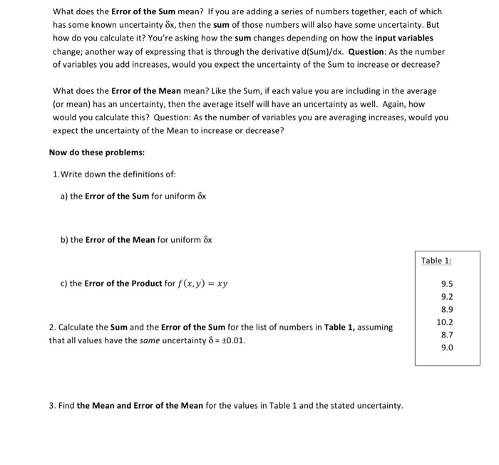 Solved What does the error of the Sum mean? If you are | Chegg.com