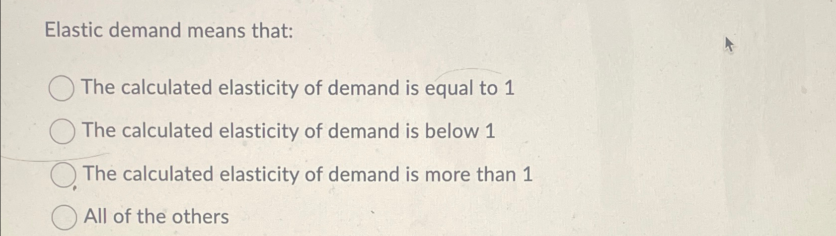 Solved Elastic demand means that:The calculated elasticity | Chegg.com