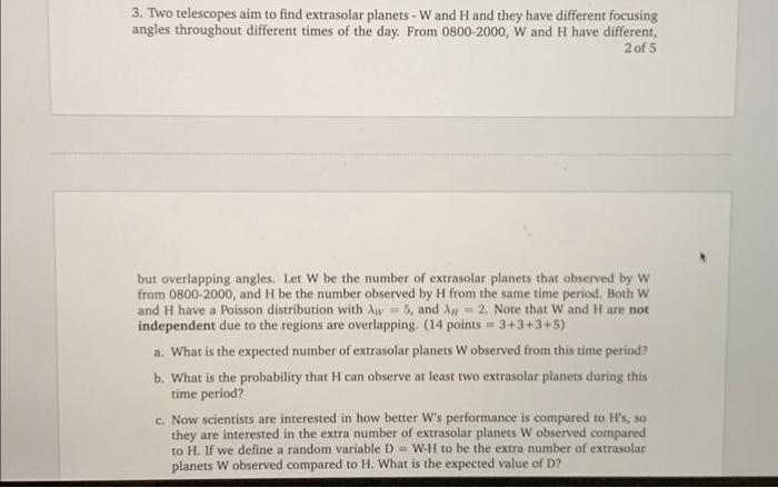 Solved 3. Two telescopes aim to find extrasolar planets - W | Chegg.com