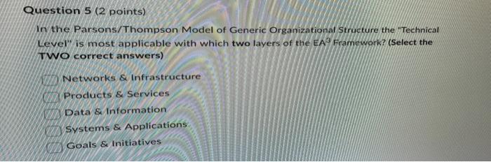 In the Parsons/Thompson Model of Generic | Chegg.com