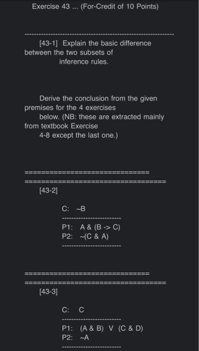 Solved Exercise 43… (For-Credit of 10 Points) [43-1] Explain | Chegg.com