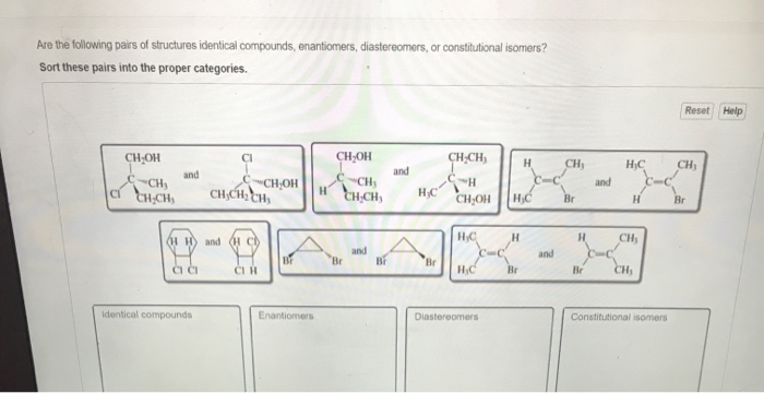 Solved Are the following pairs of structures identical | Chegg.com