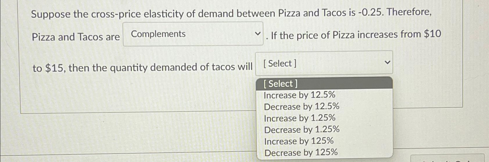 Solved Suppose the cross-price elasticity of demand between | Chegg.com