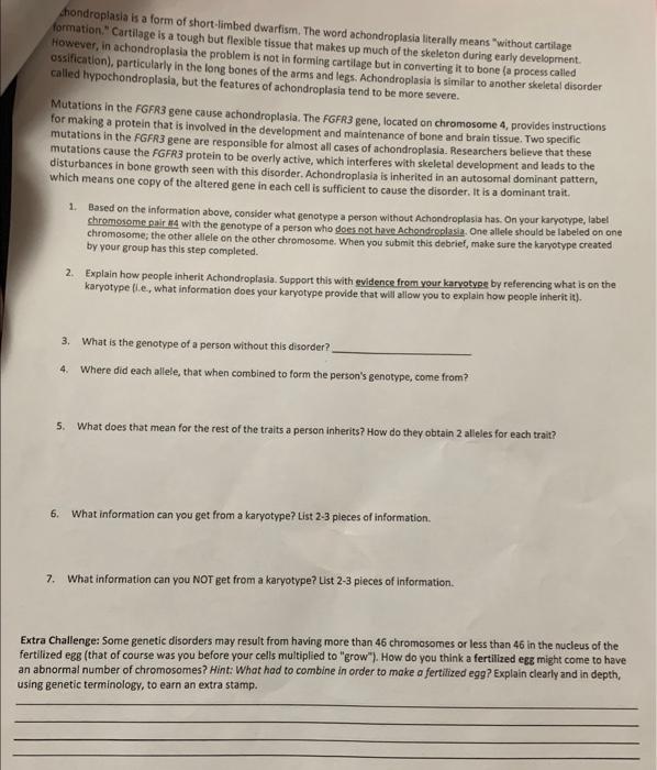 Solved chondroplasia is a form of short-limbed dwarfism, The | Chegg.com