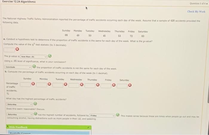 Exercise 12.24 Algorithmic Question of Check My Work | Chegg.com