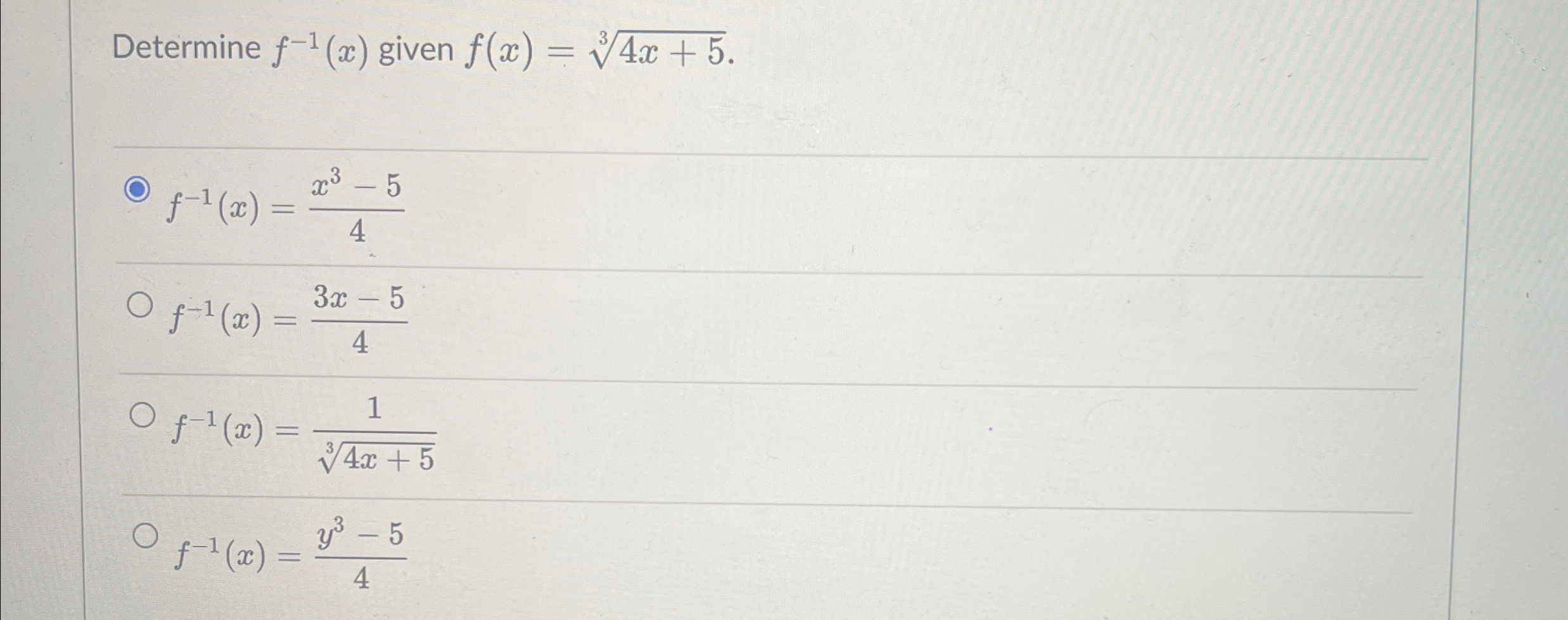 Solved Determine f-1(x) ﻿given | Chegg.com