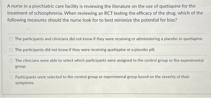 Solved A nurse in a psychiatric care facility is reviewing | Chegg.com