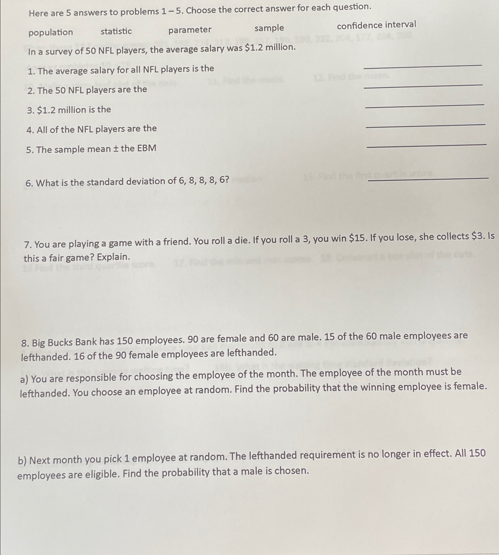 Solved Here are 5 ﻿answers to problems 1-5. ﻿Choose the | Chegg.com