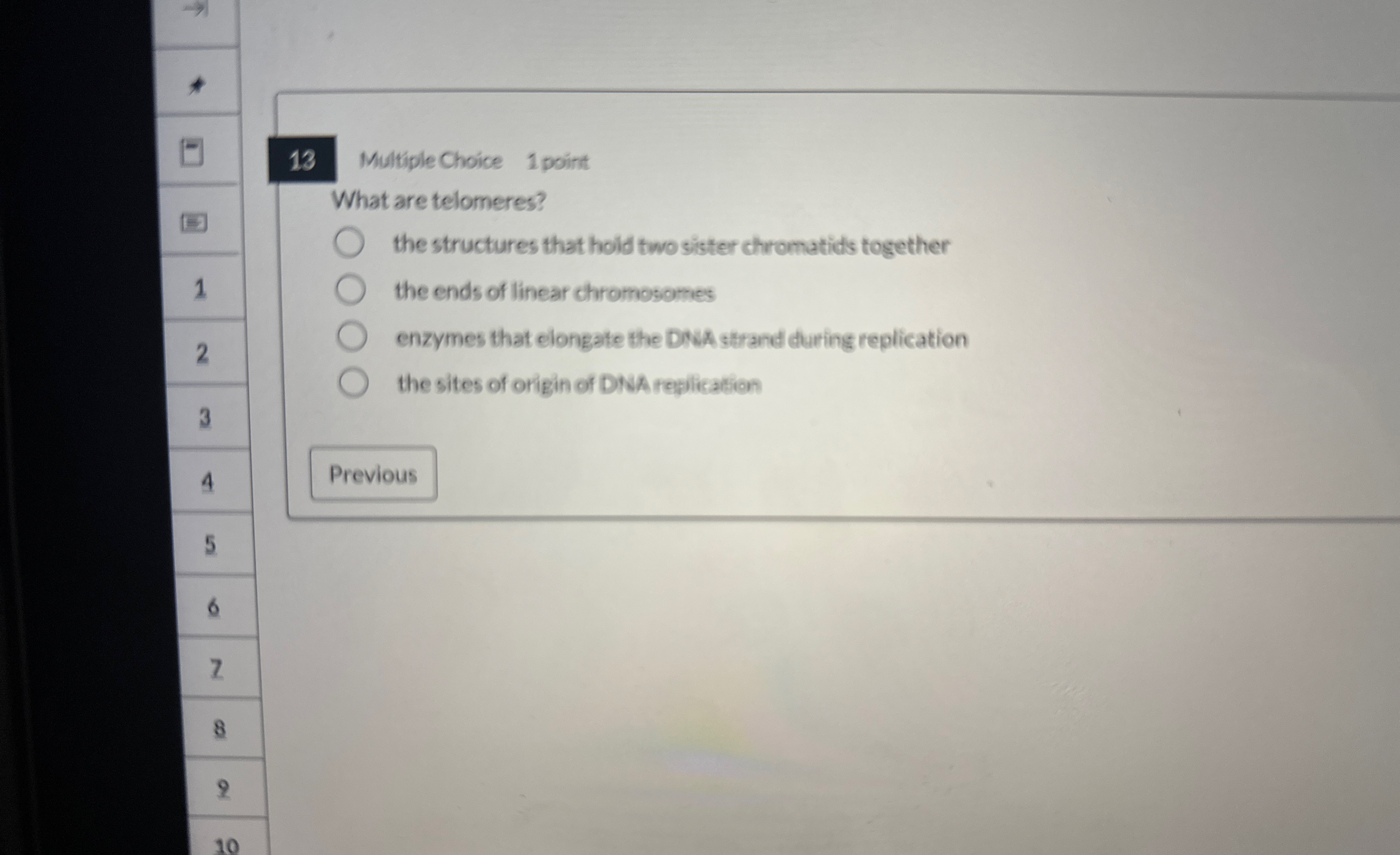 High Quality SOLUTION 13Multiple Choice1 ﻿pointWhat are telomeres?the | Chegg.com