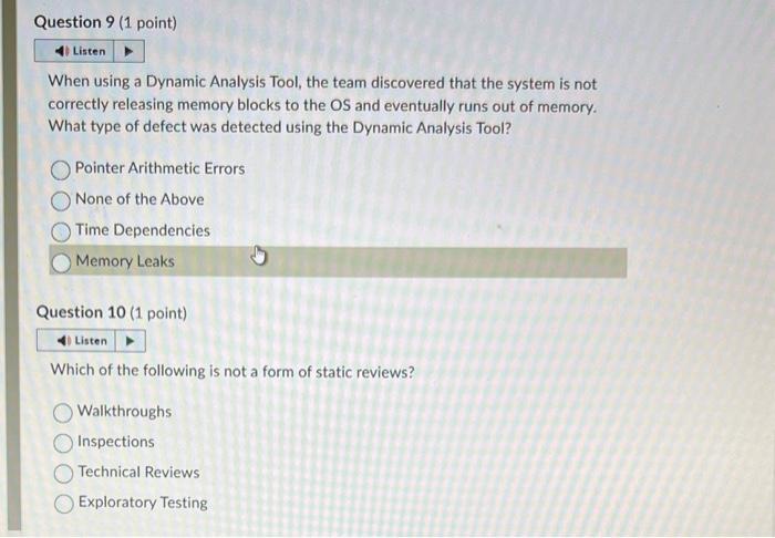 Solved When using a Dynamic Analysis Tool, the team | Chegg.com