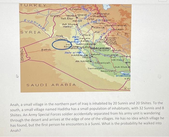 Solved Anah, a small village in the northern part of Iraq is | Chegg.com