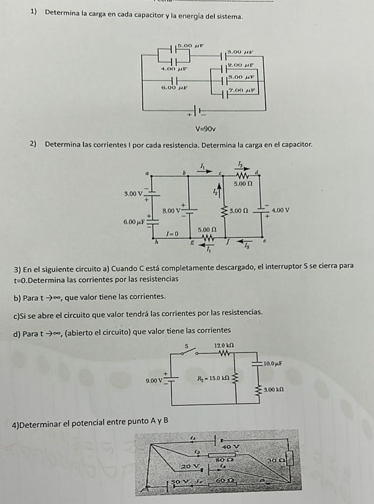 Solved Determina la carga en cada capacitor y la energía del | Chegg.com