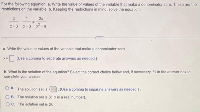 Solved For the following equation, a. Write the value or | Chegg.com