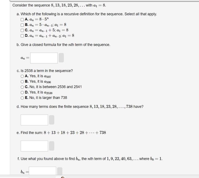 Solved a. Which of the following is a recursive definition | Chegg.com
