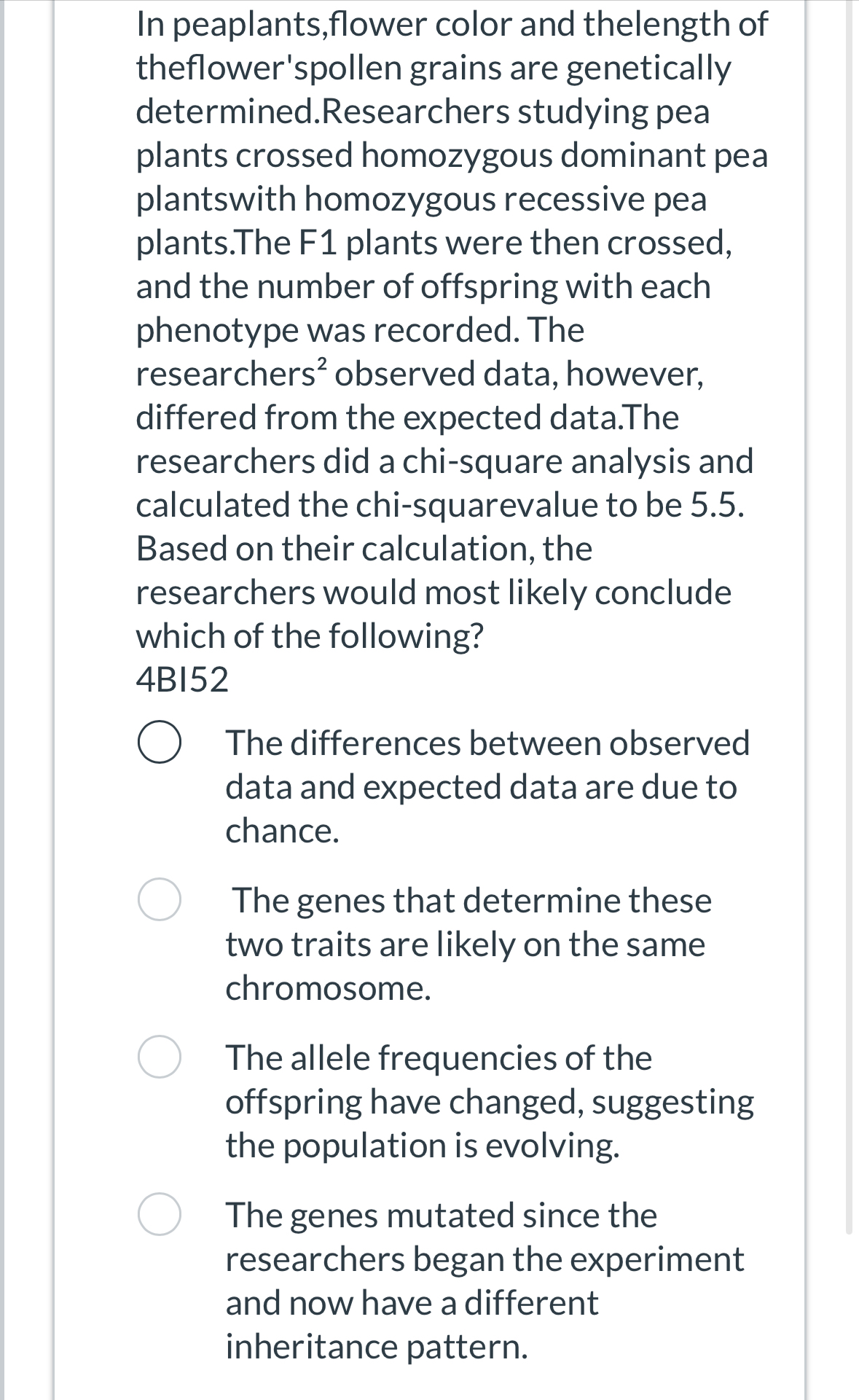 Solved In peaplants, flower color and thelength | Chegg.com