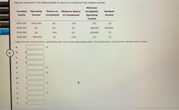 Solved Data are presented in the following table of returns | Chegg.com