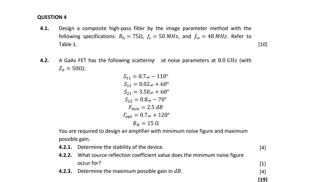 Solved 4.1. Design a composite high-pass filter by the image | Chegg.com
