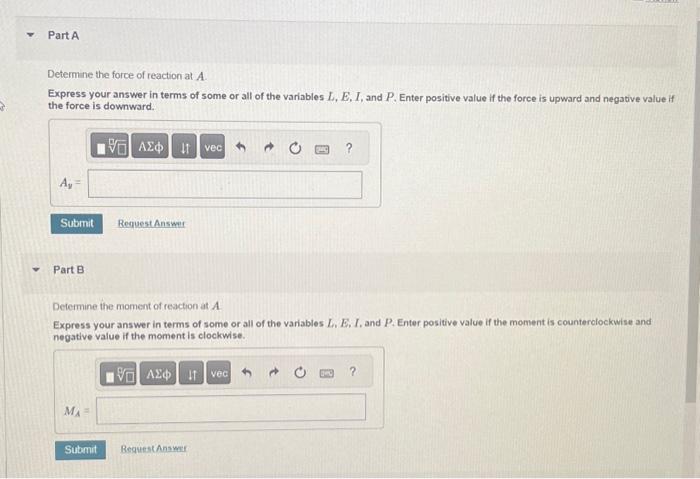 Solved Determine the force of reaction at A Express your | Chegg.com