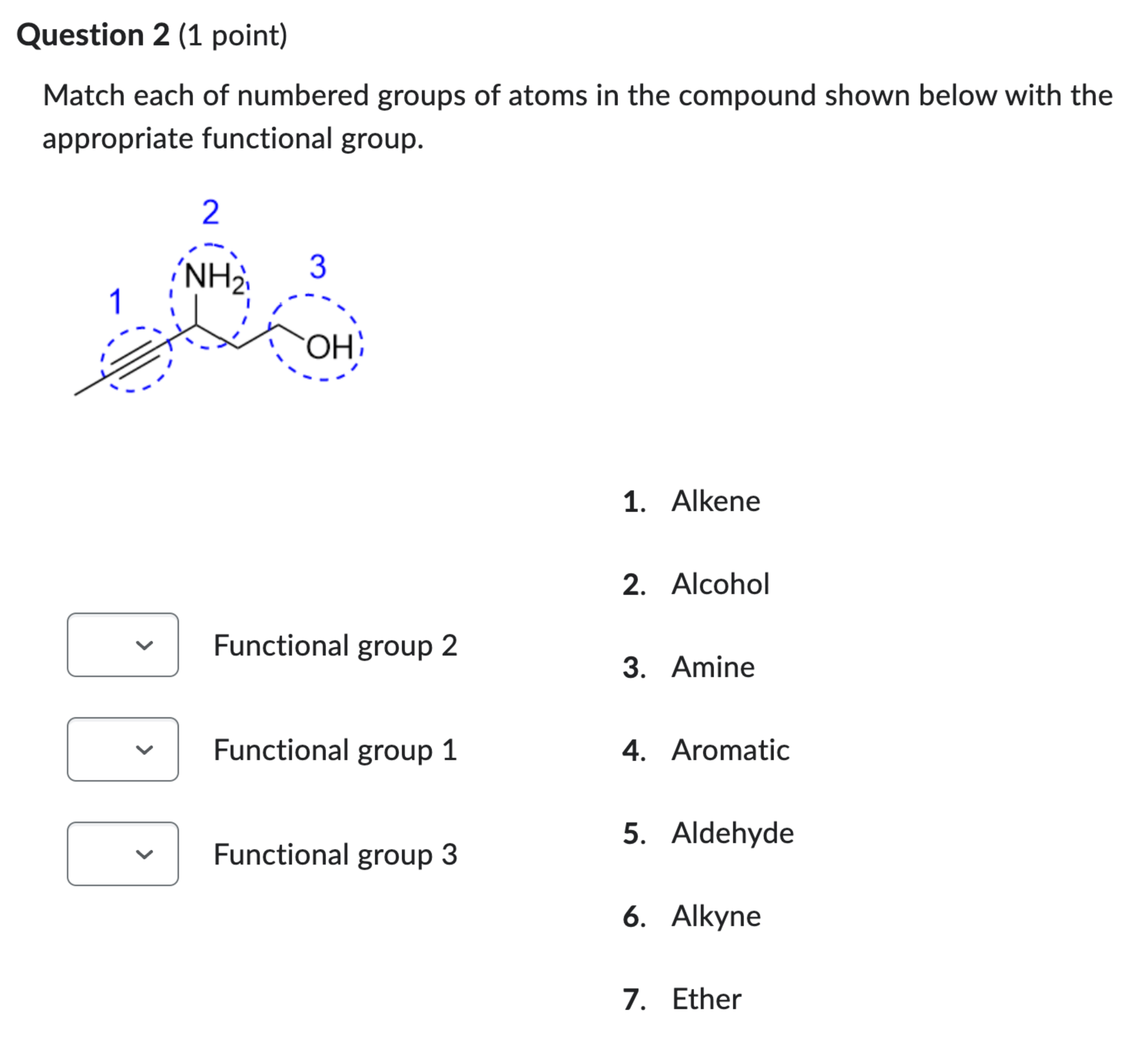 Solved Question 2 (1 ﻿point)Match each of numbered groups of | Chegg.com