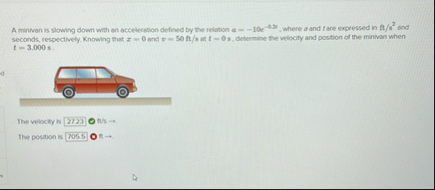 Solved A minivan is slowing down with an acceleration | Chegg.com