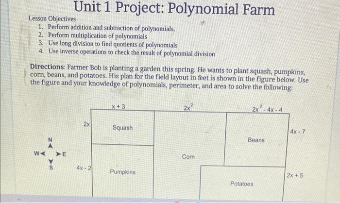 Solved Unit 1 Project: Polynomial Farm Lesson Objectives 1. | Chegg.com Solved Unit 1 Project: Polynomial Farm Lesson Objectives 1. | Chegg.com