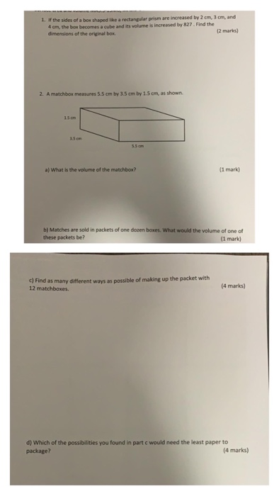Solved 1. If the sides of a box shaped like a rectangular | Chegg.com