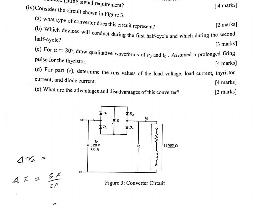 Solved (iv)Consider the circuit shown in Figure 3. [2 marks] | Chegg.com
