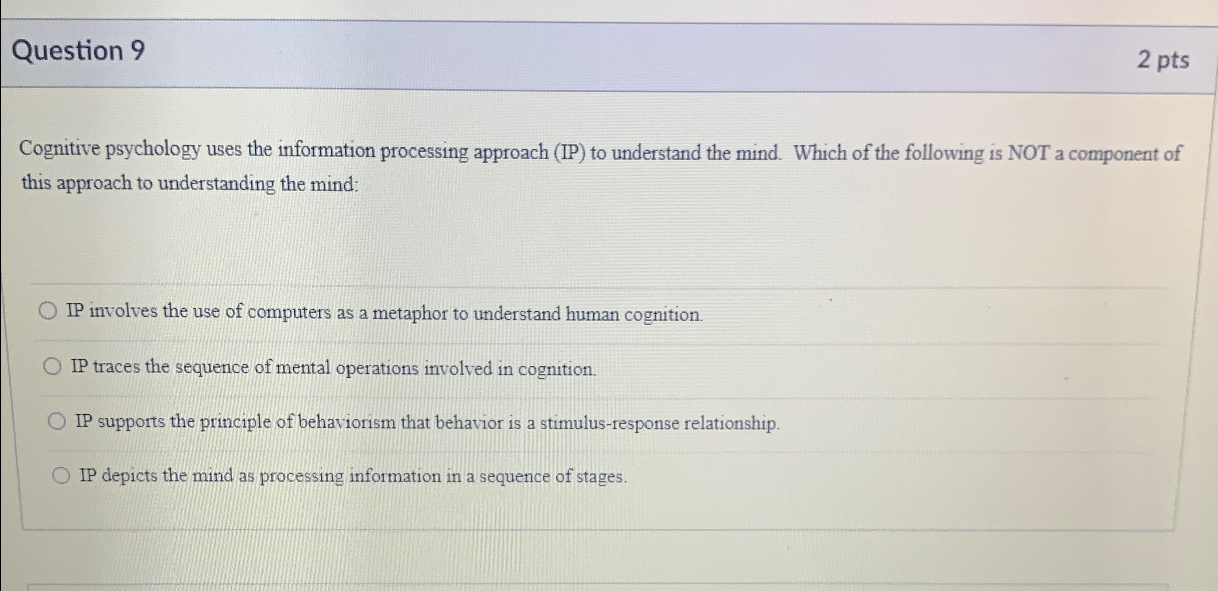 Solved Question 92 ﻿ptsCognitive psychology uses the | Chegg.com