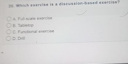 Solved Which exercise is a discussion-based exercise?A. | Chegg.com