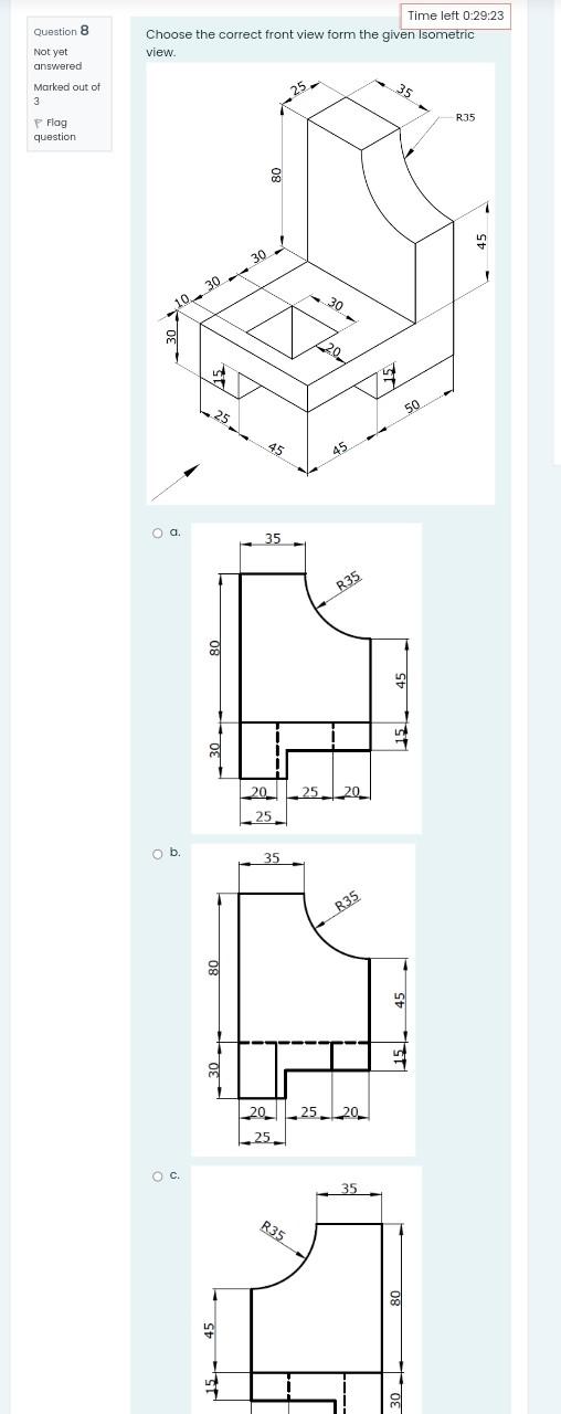 Solved Question 9 Choose the correct side view form the | Chegg.com