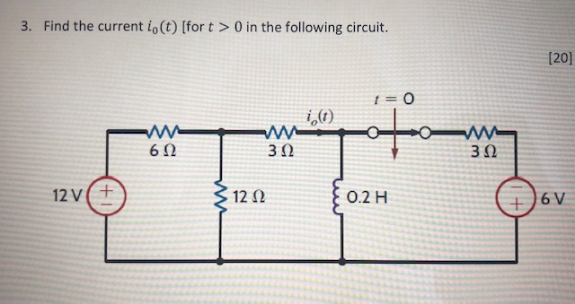 Solved Find the current i0(t) [for t>0 ﻿in the following | Chegg.com