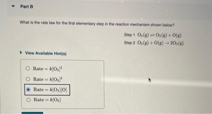 Solved What is the rate law for the first elementary step in | Chegg.com