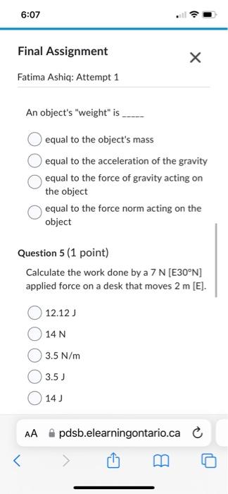 Solved An object's "weight" is equal to the object's mass | Chegg.com